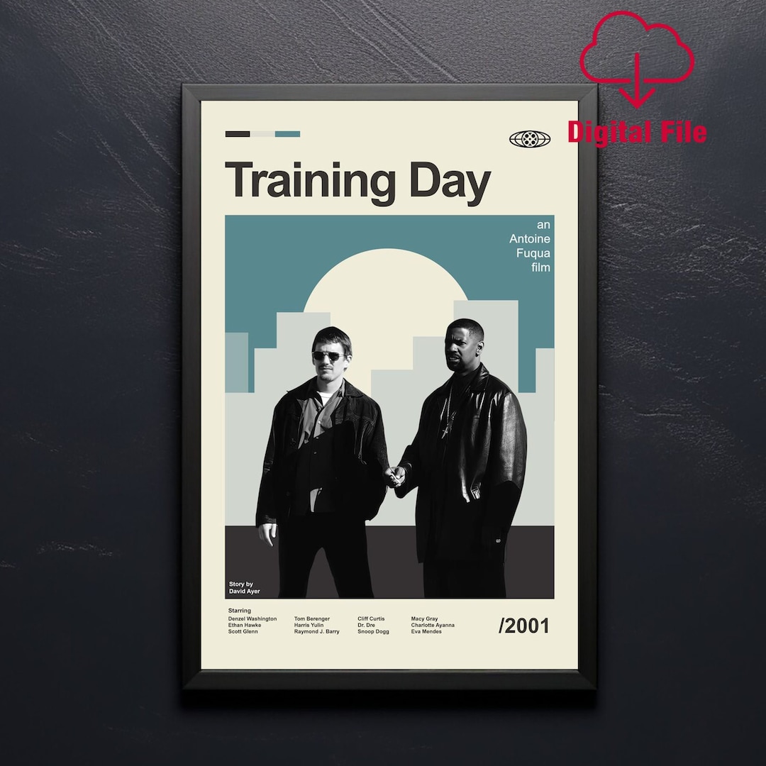 Mid Century Modern Training Day Poster Digital Print, Modern Movie Wall ...