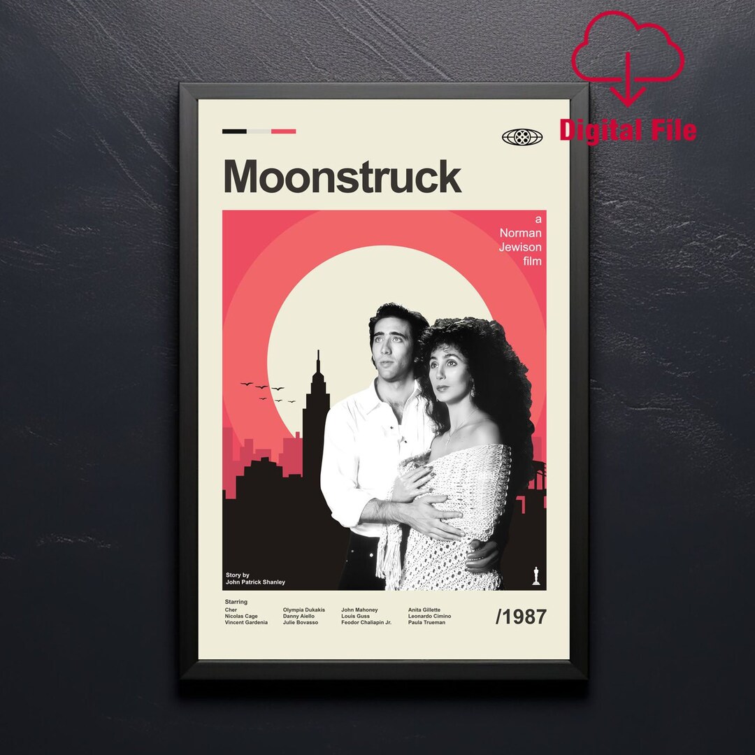 Mid Century Modern Moonstruck Poster Digital Print, Modern Movie Wall Art Digital Download ...