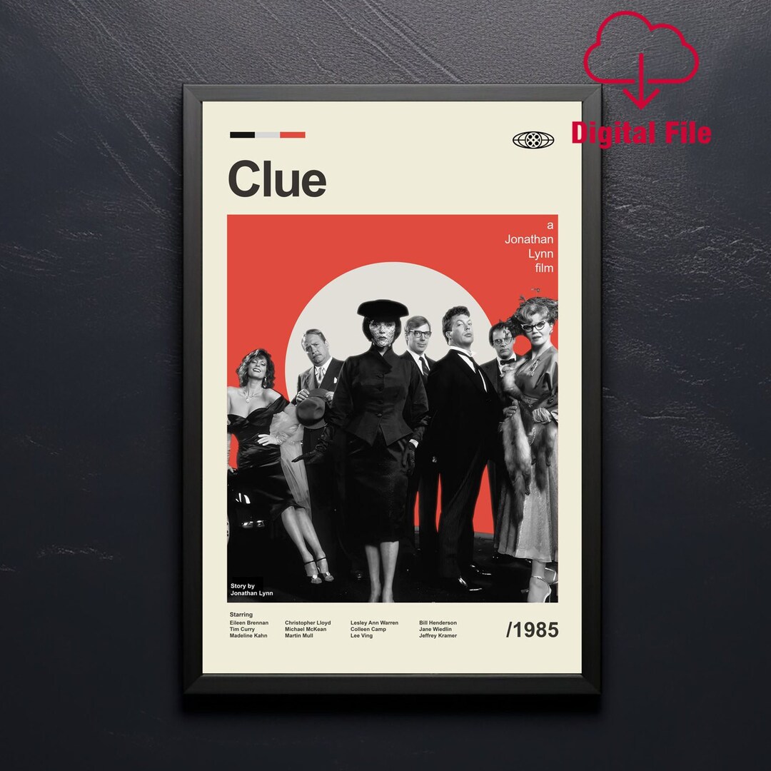 Mid Century Modern Clue Poster Digital Print, Modern Movie Wall Art ...