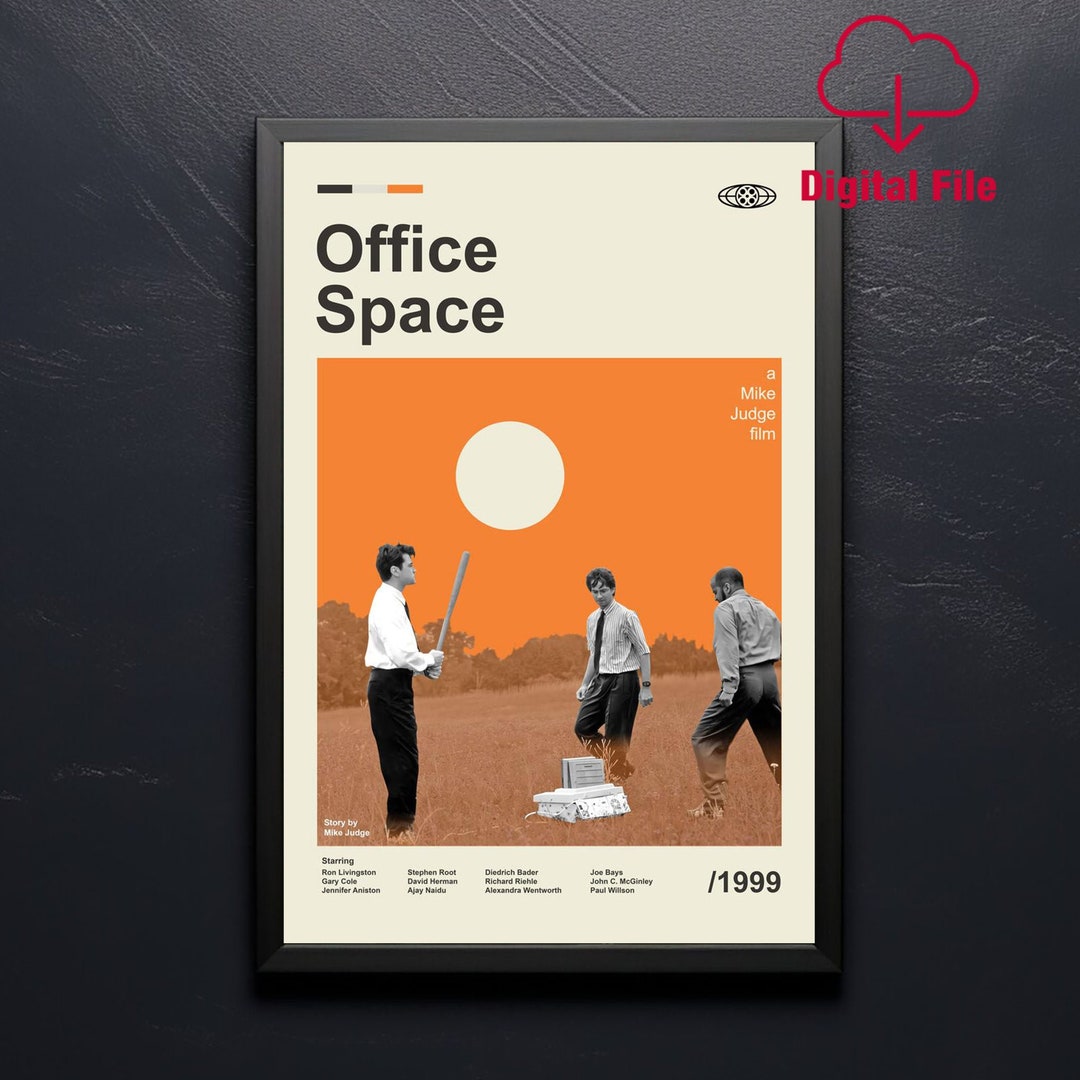 Mid Century Modern Office Space Poster Digital Print, Modern Movie Wall ...