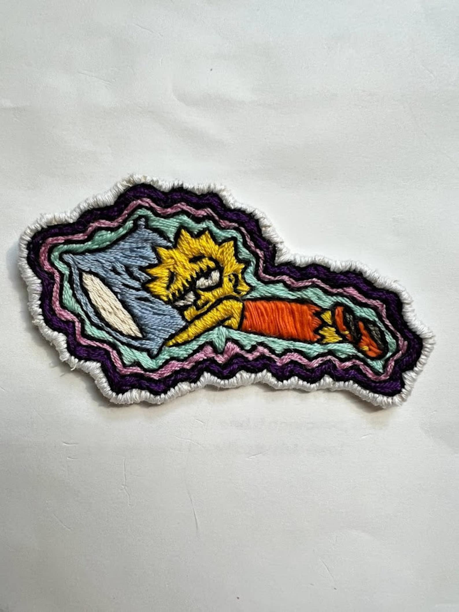 Hand Embroidered Psychedelic Sad Lisa Simpson Patch// Sew on Patch - Etsy
