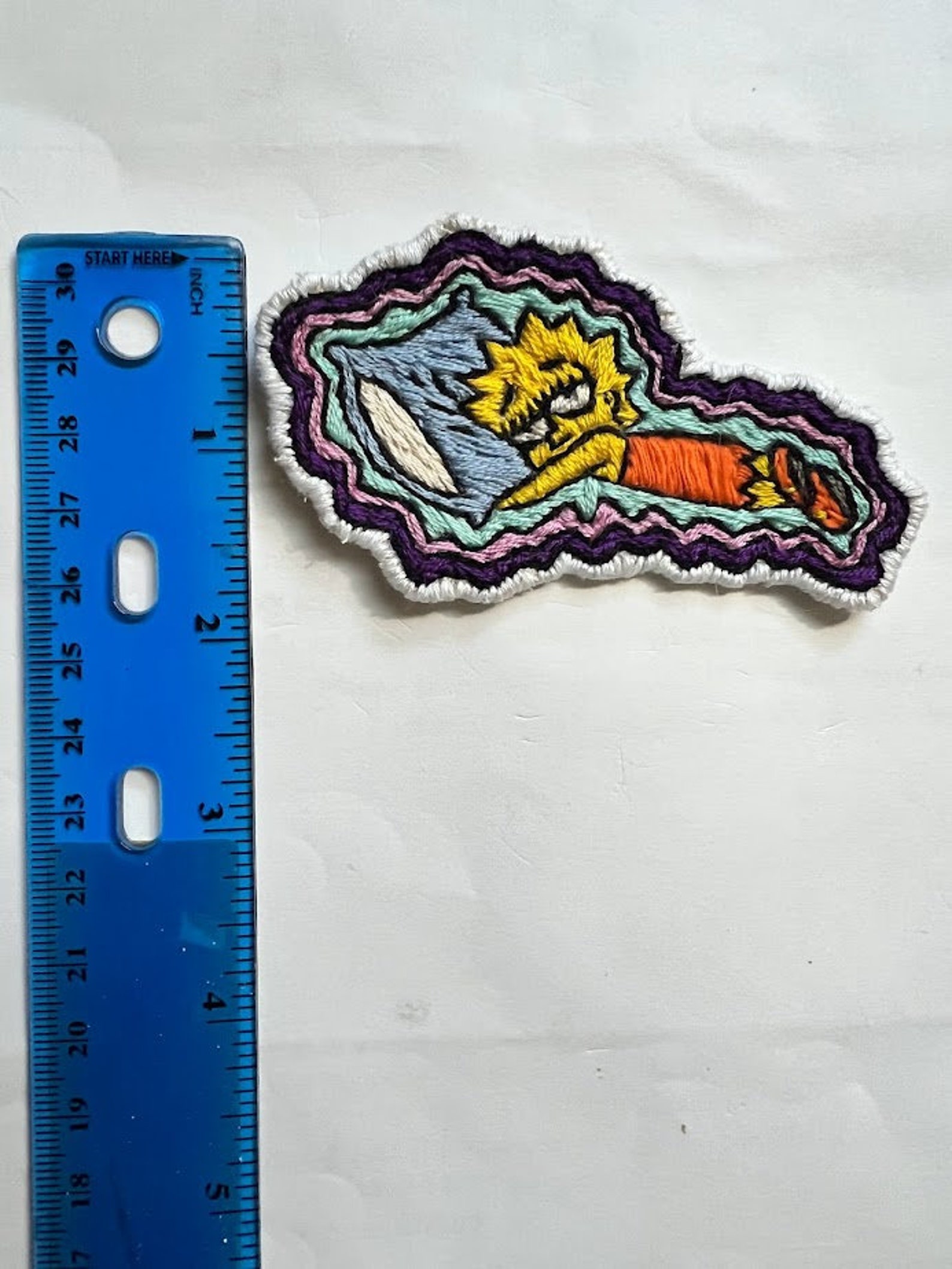 Hand Embroidered Psychedelic Sad Lisa Simpson Patch// Sew on Patch - Etsy