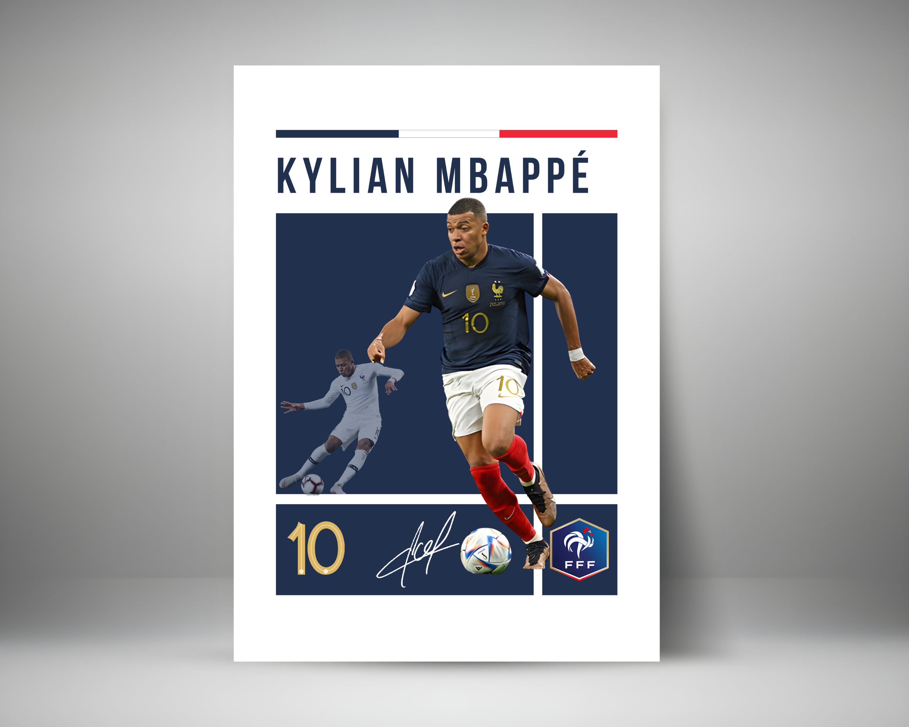 Kylian Mbappé Poster, Mbappé Football Art, Mbappé French Soccer, Mbappé ...
