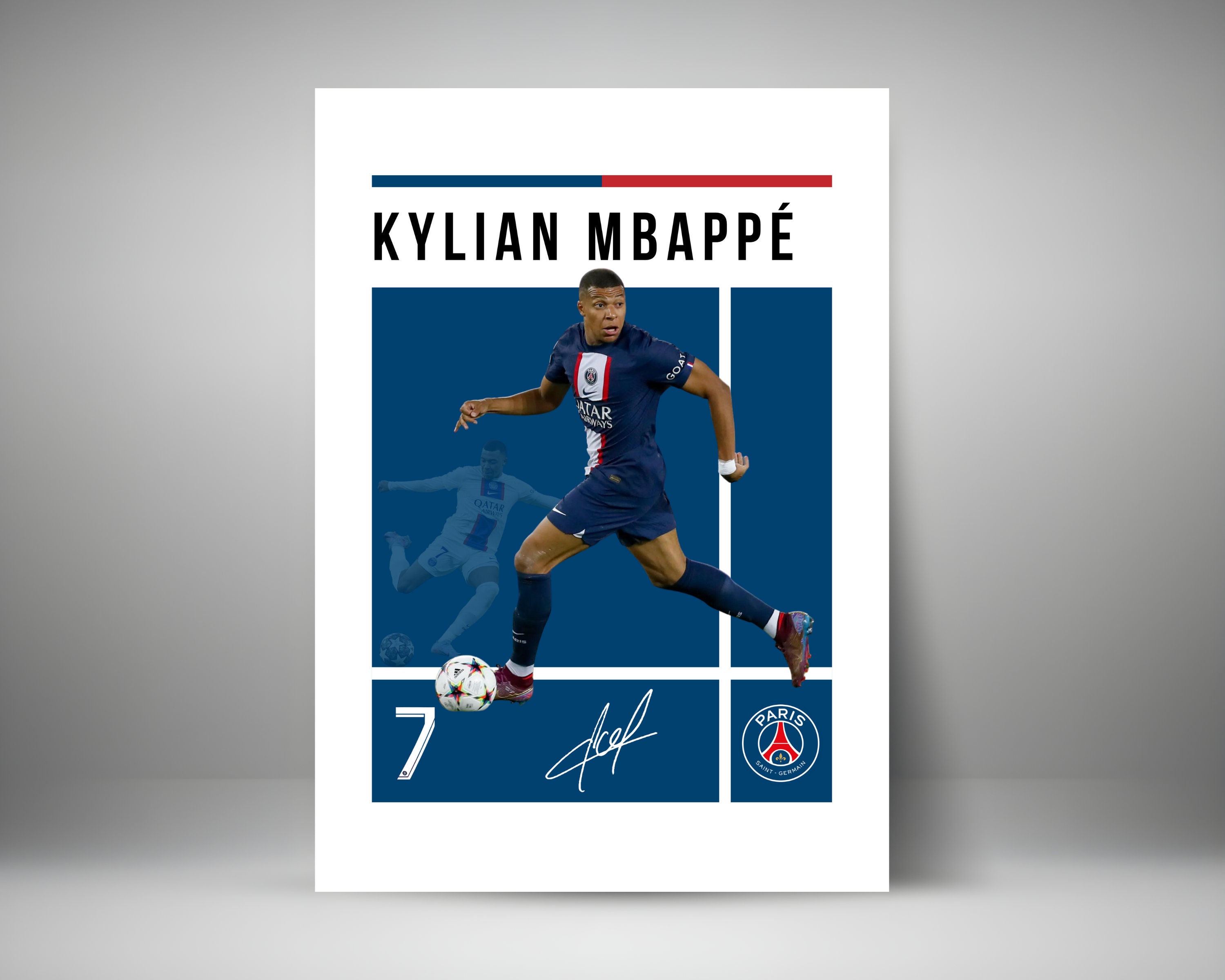 Kylian Mbappé Poster, Mbappé Football Art, Mbappé French Soccer, Mbappé ...
