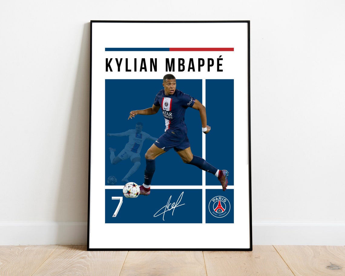Kylian Mbappé Poster Mbappé Football Art Mbappé French - Etsy