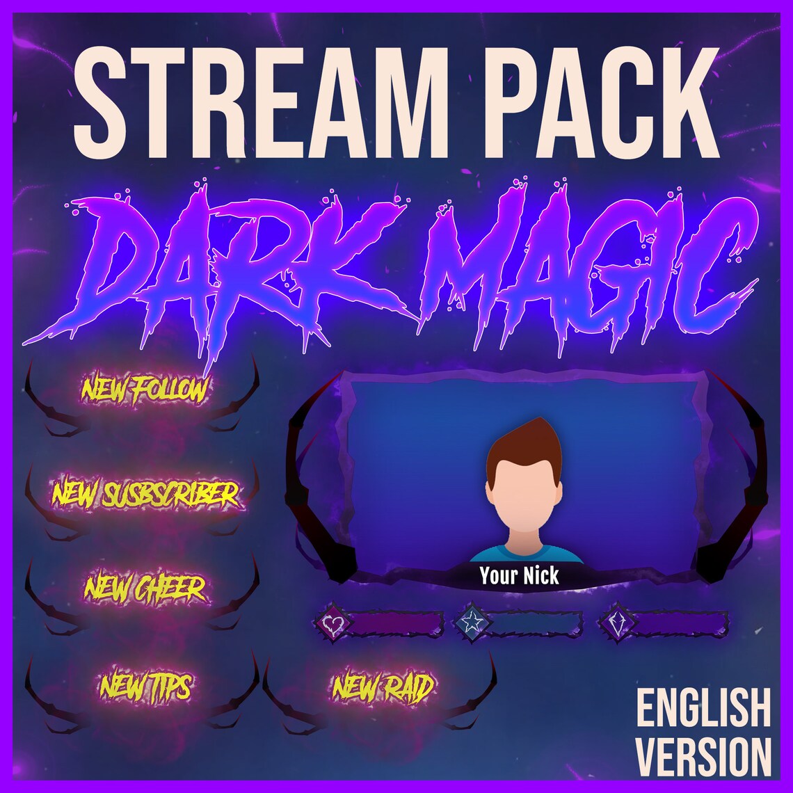 Animated Stream Alerts Dark Theme Twitch Notifications Professional ...