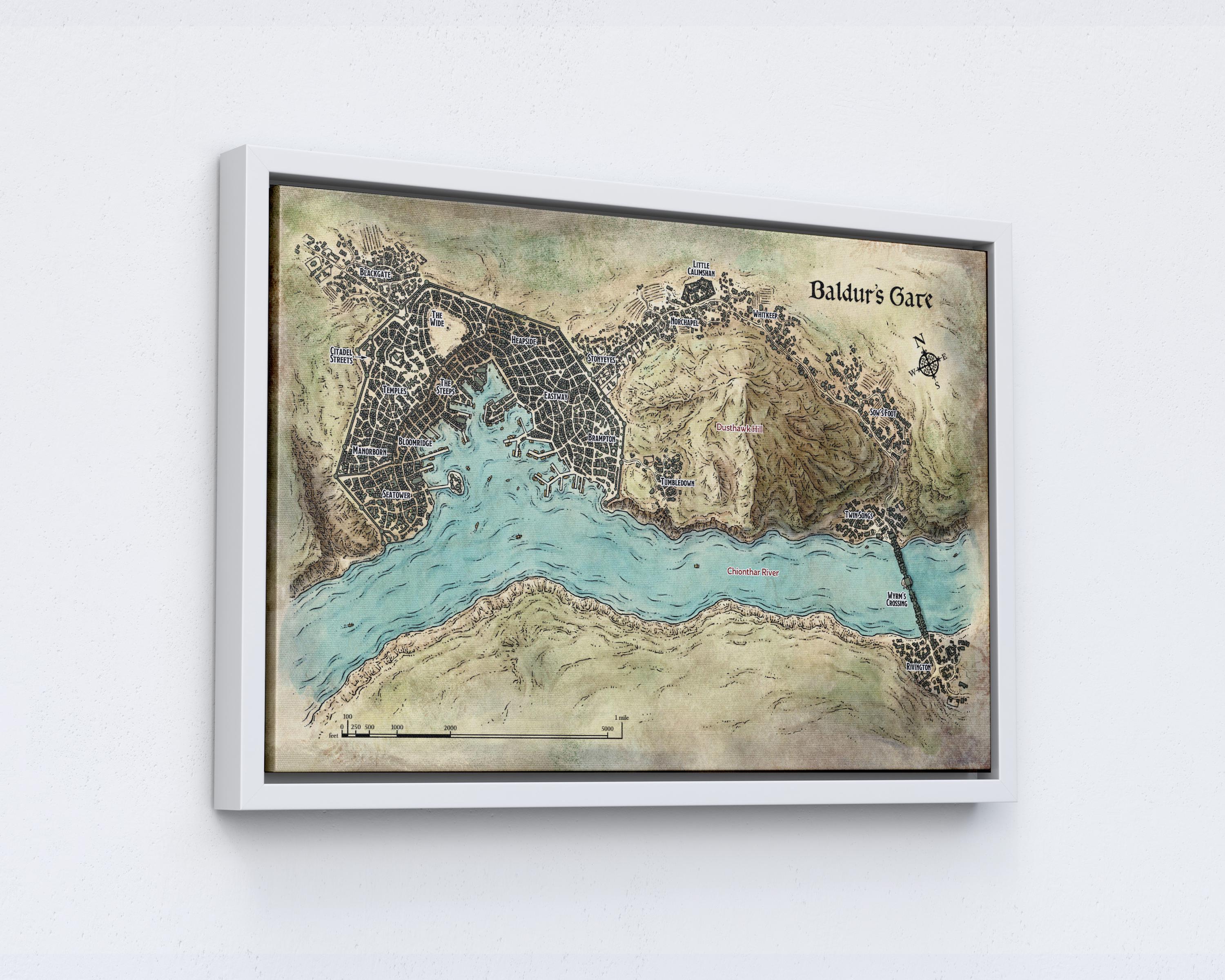 Baldurs Gate Map Poster Dungeons And Dragons Wall Art Rpg Art Print