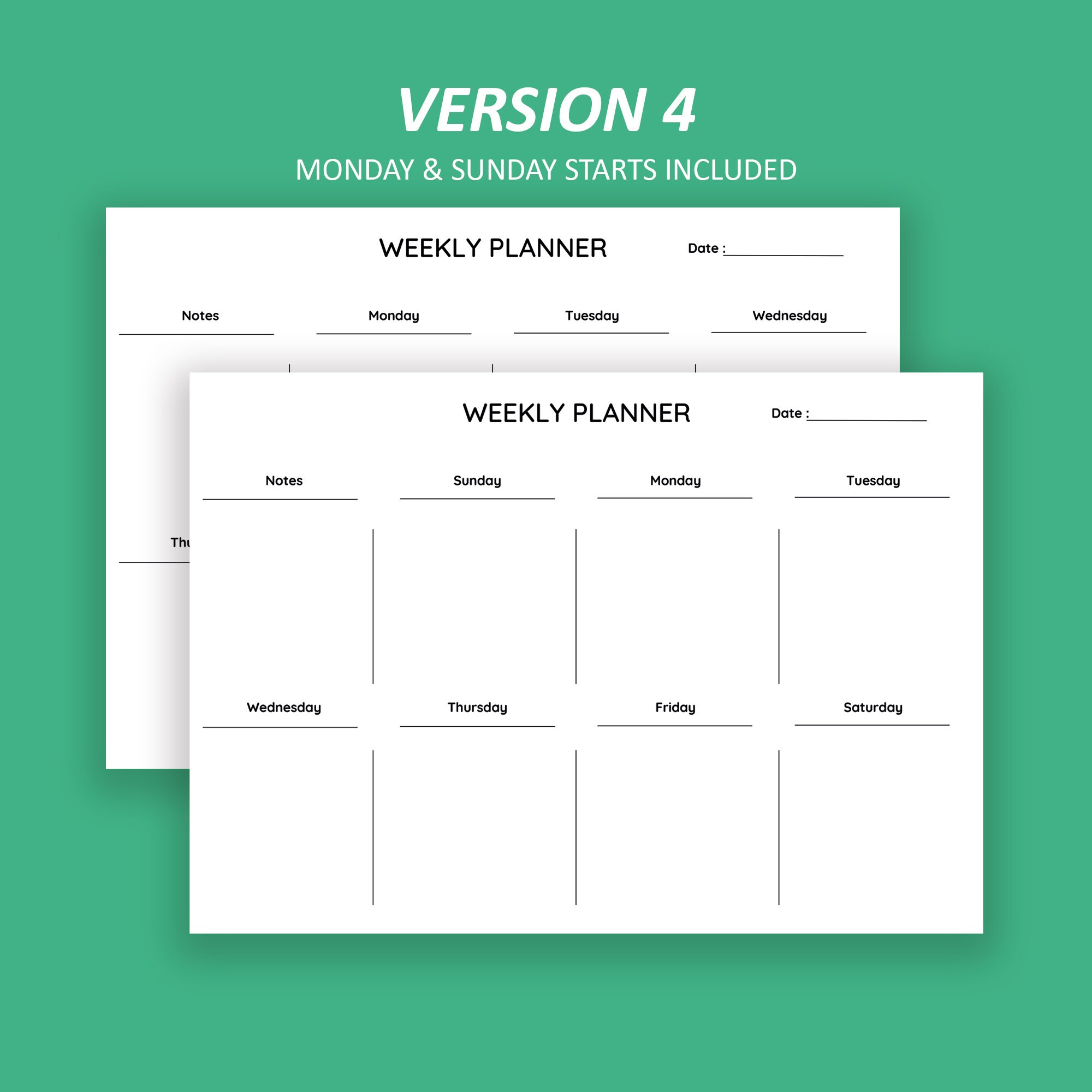 Weekly Planner Printable Landscape, Minimalist Weekly Schedule, Week at ...