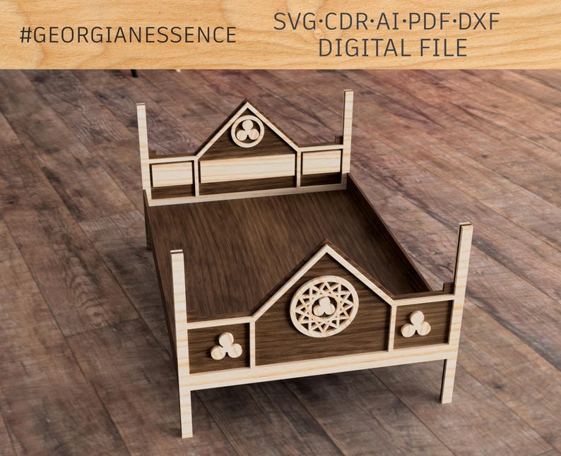 1/6 Doll Bed Laser Cut Files, Miniature Doll House Furniture, Dollhouse ...