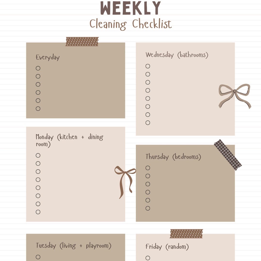 Printable Cleaning Schedule, Instant Download, Organizational Cleaning ...