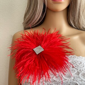 Large Red Feather Brooch Pin Shoulder Corsage Wedding Accessories Red ...