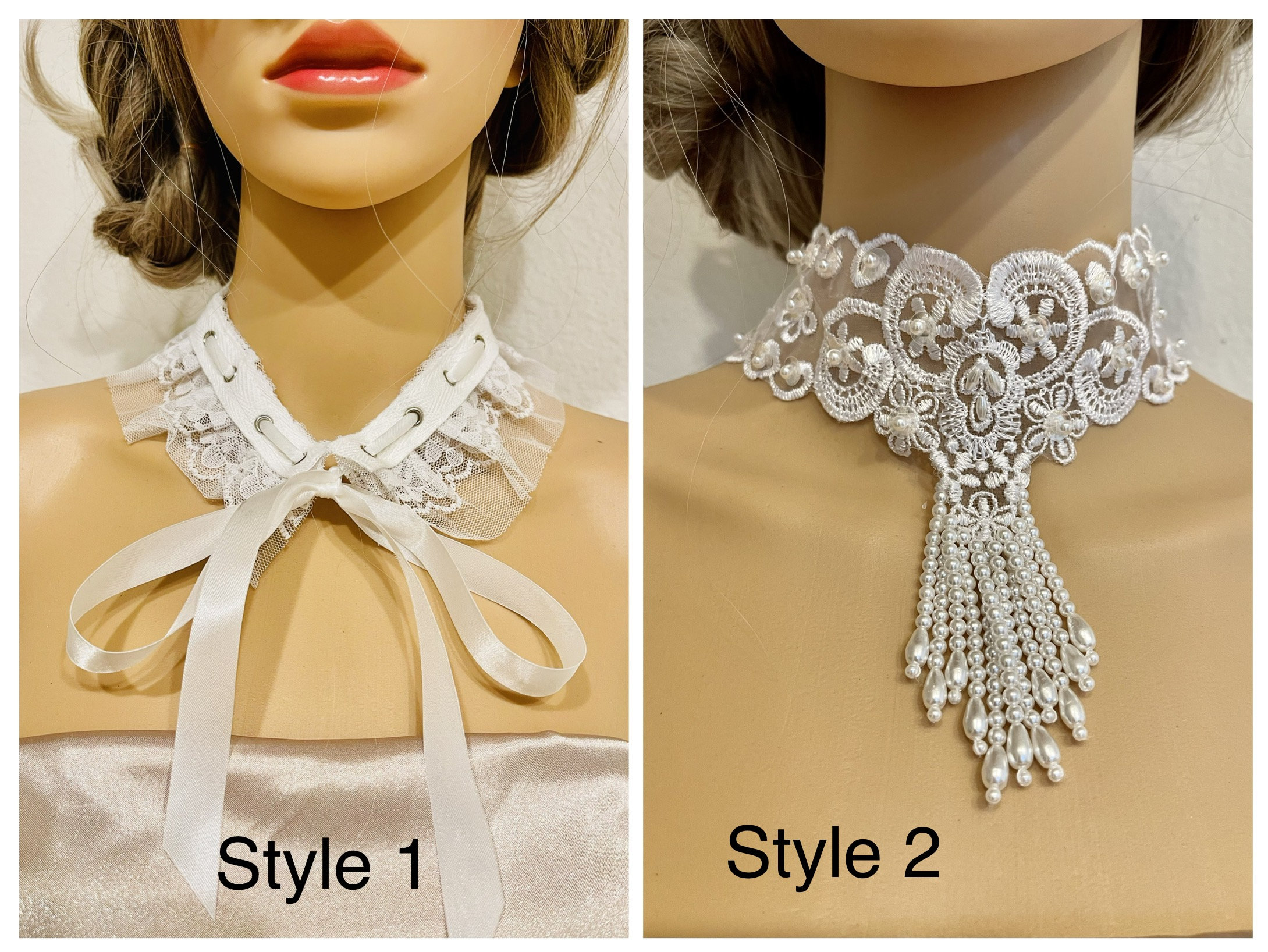 White Lace Choker Necklace White Lace Collar Cottagecore Style ...