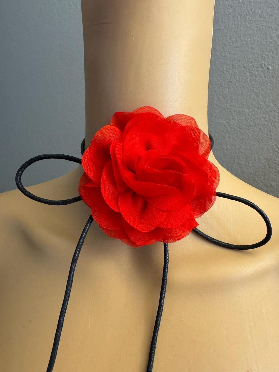 Red Rose Choker Necklace: Elegant Floral Necktie - Etsy