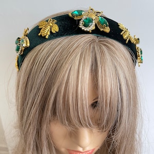 Queen Bee Embellished Headband Rhinestone Queen Bee Velvet Padded ...