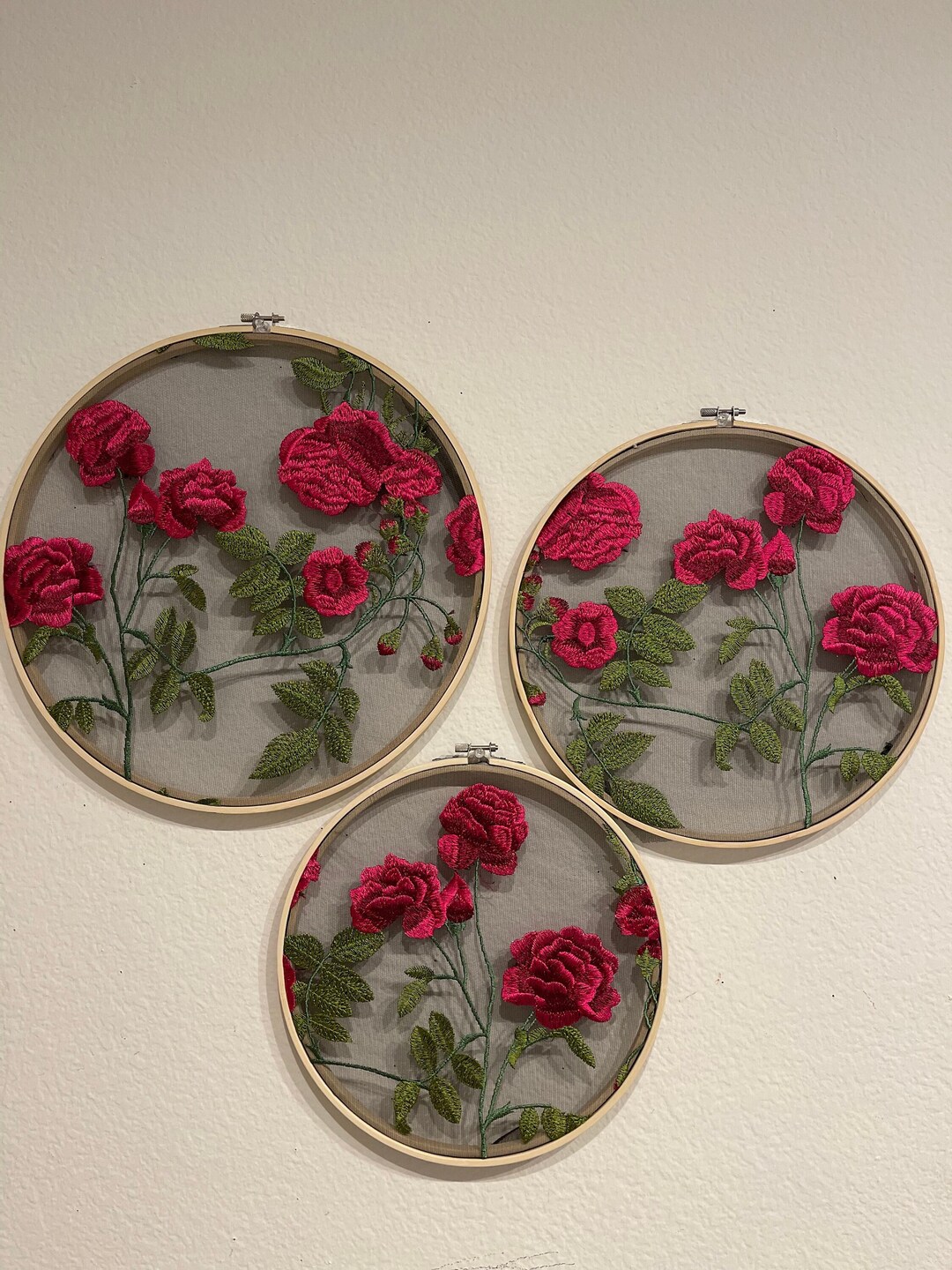 Embroidery Wall Decor Flower Wall Hanging Wall Art Home Decor Flower ...