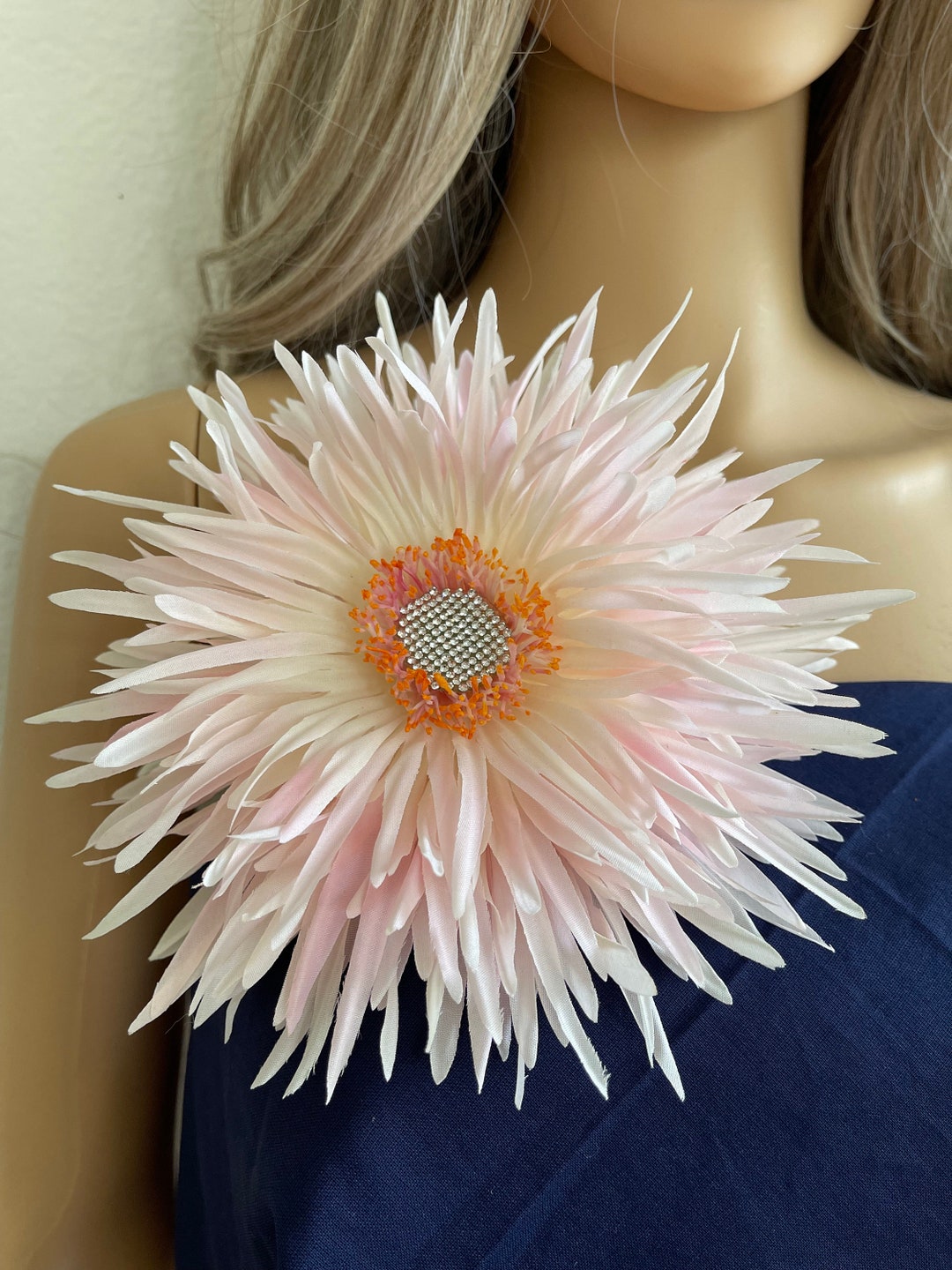 Large Pink Flower Brooch Pin Shoulder Corsage Party Flower Pin ...