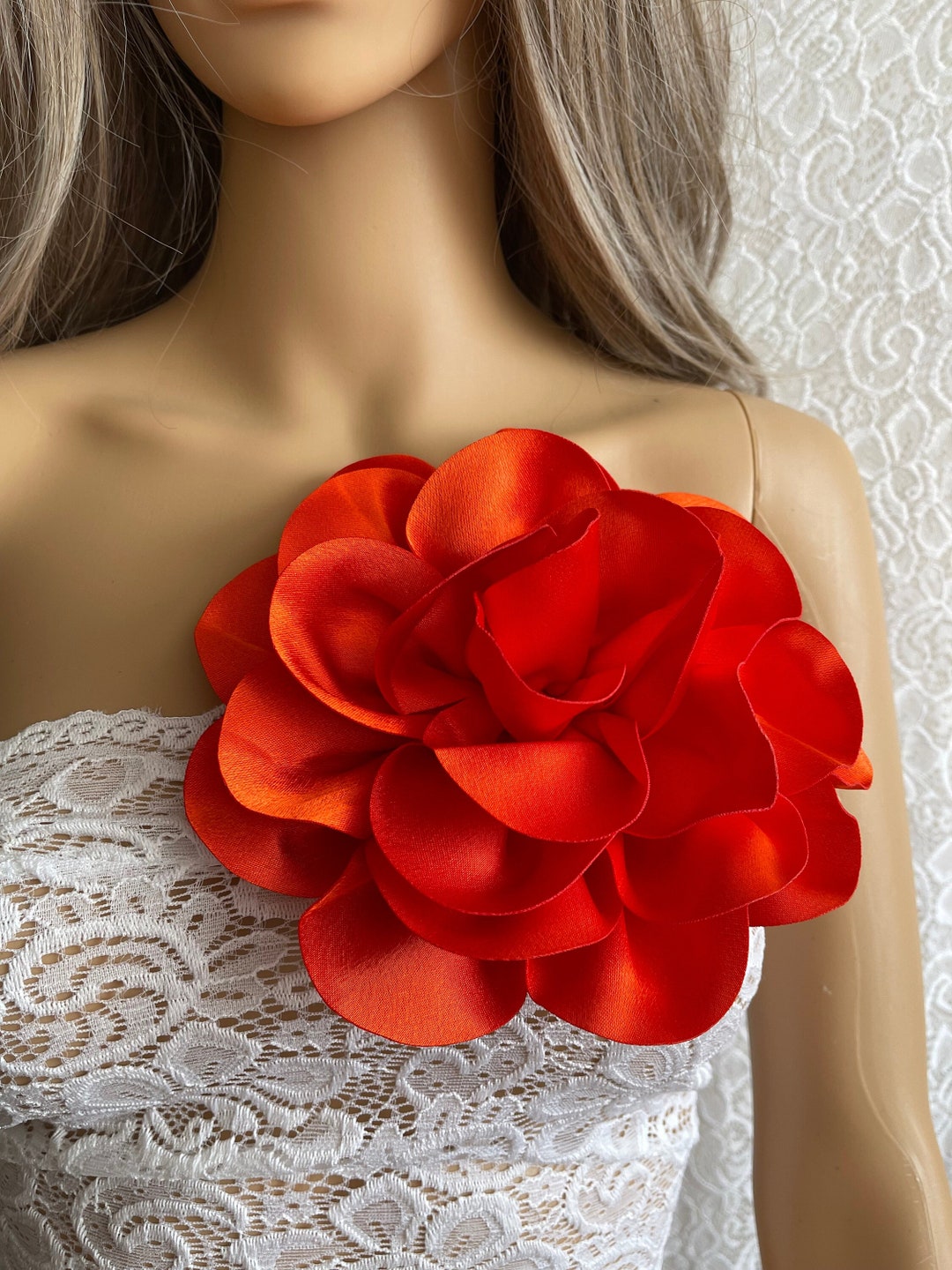 Large Orange Flower Brooch Pin Party Flower Pin Accessories Shoulder ...