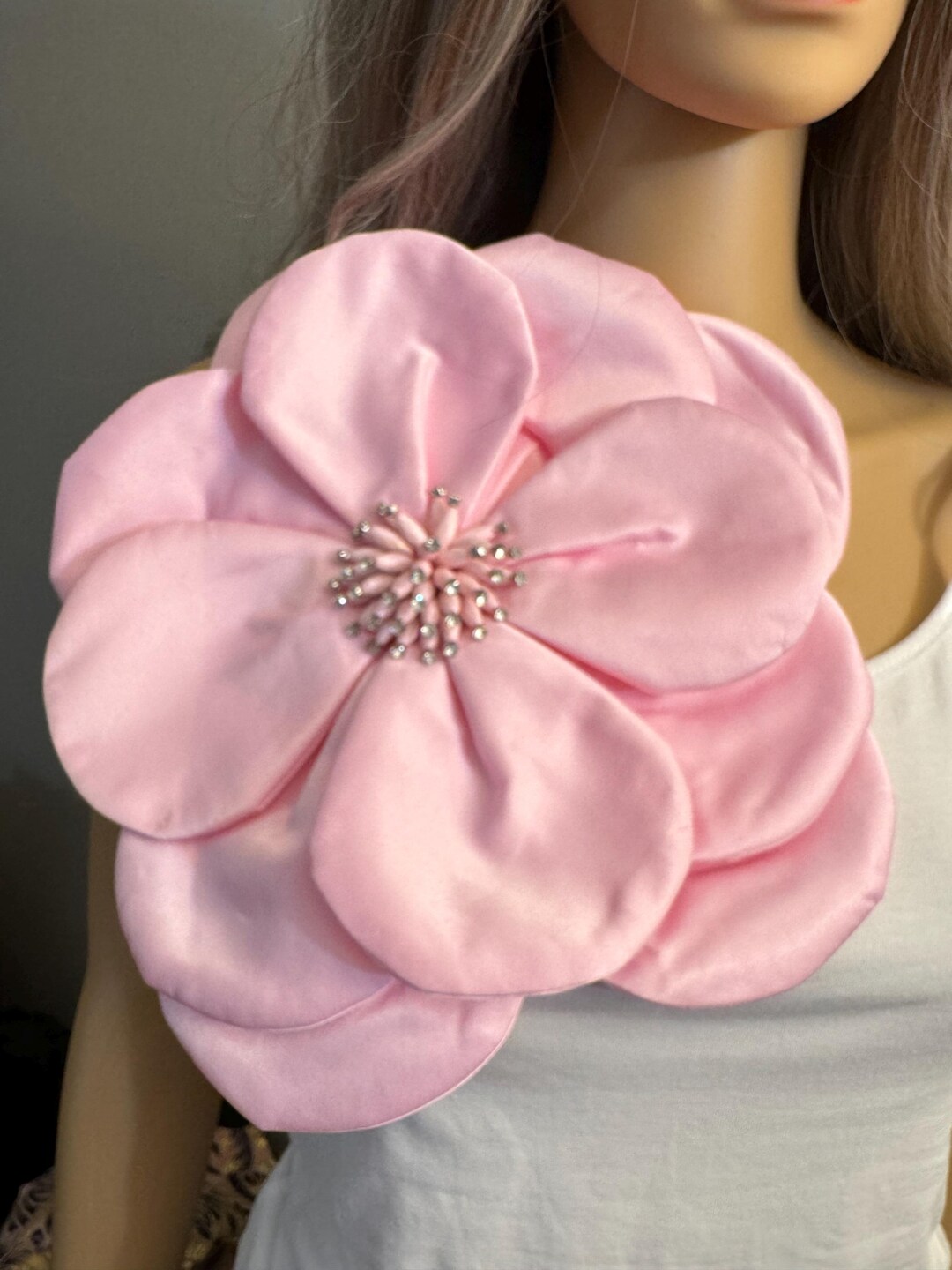 Large Pink Flower Brooch 3D Flower Brooch Pin Large Pink Flower for ...