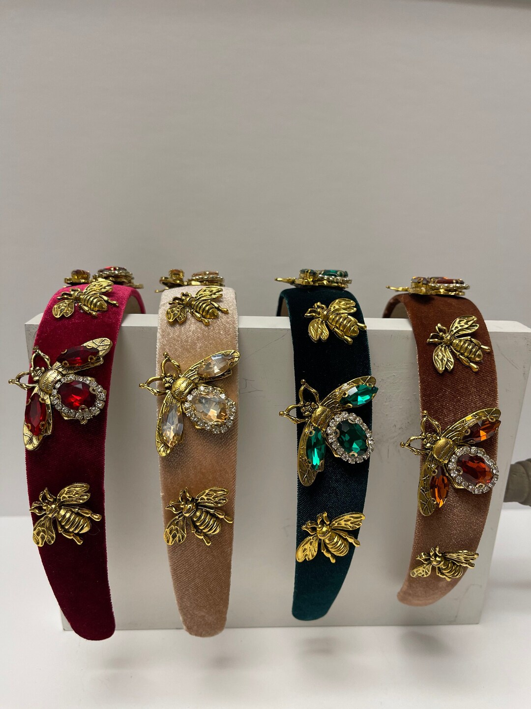 Queen Bee Embellished Headband Rhinestone Queen Bee Velvet Padded ...