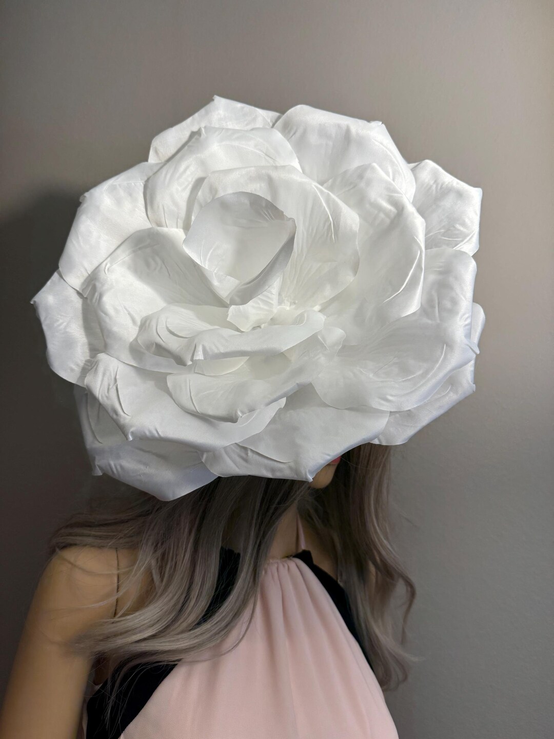 Big White Rose Flower Fascinator Headpiece Bridal Rose Flower ...