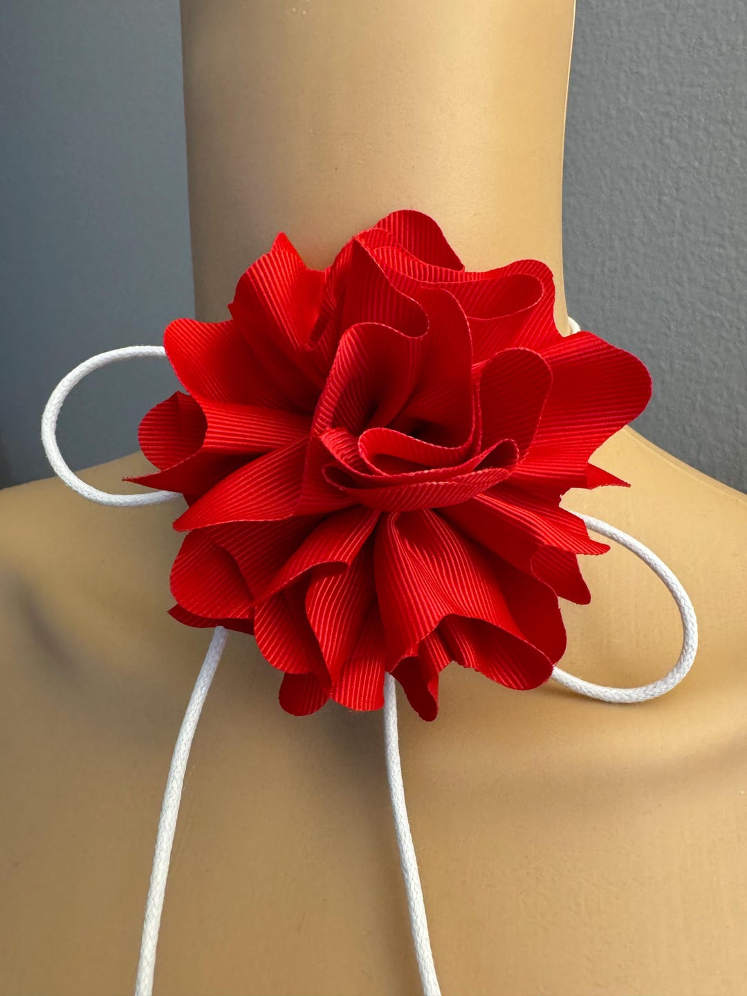 Red Rose Flower Choker: Elegant Necktie Necklace - Etsy