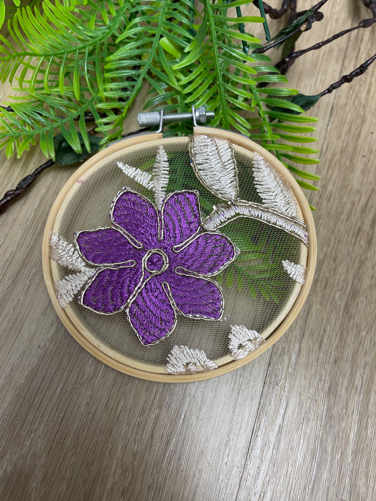 Embroidery Wall Decor Wall Art Wall Hangings Decorations Purple Flowers ...