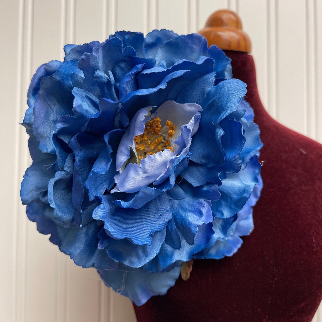 Large Dark Blue Flower Brooch Large Blue Flower Hair Clip Flower Pin ...
