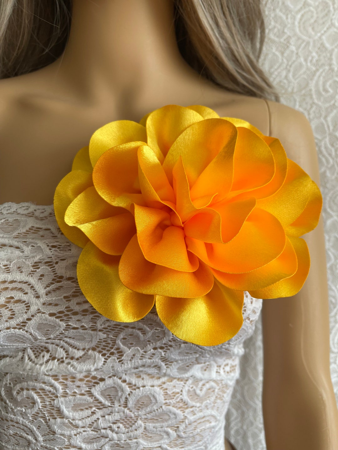 Large Yellow Flower Brooch Pin Large Pin Flower Yellow Flower Pin ...