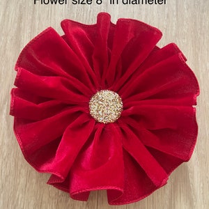 Big Red Velvet Christmas Brooch Pin Red Flower Pin Holiday Brooch Pin ...