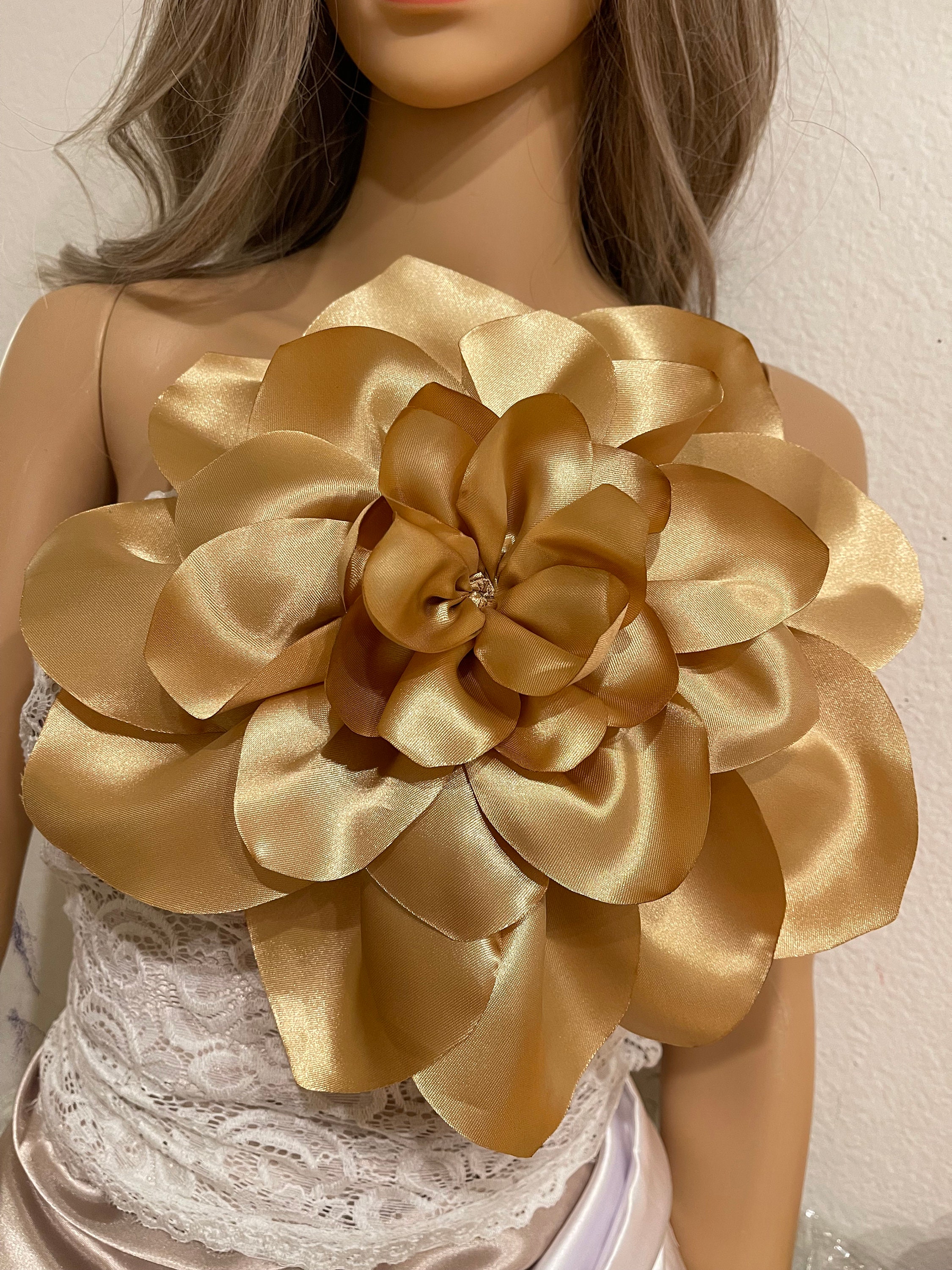 Large Gold Flower Brooch Pin Oversized Flower Brooches Pin Holiday ...