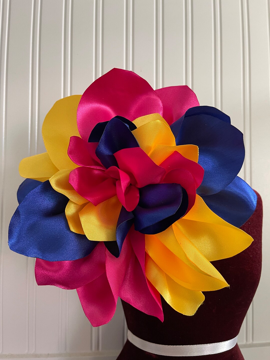 8.5” Big Colorful Satin Silk Flower Brooch Pin Fabric Flower Brooches ...