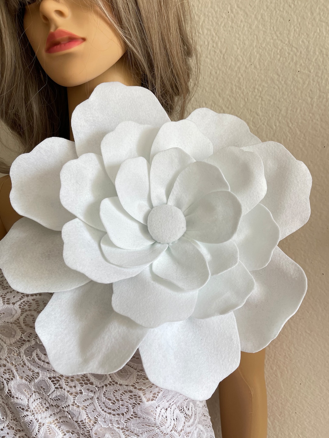 Large White Flower Brooch Pin Oversized Brooches White Flower Pins ...