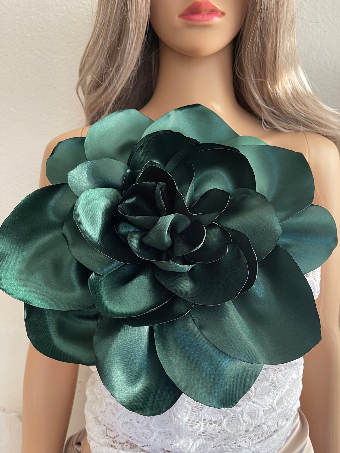 Extra Large Emerald Green Flower Brooch - Etsy