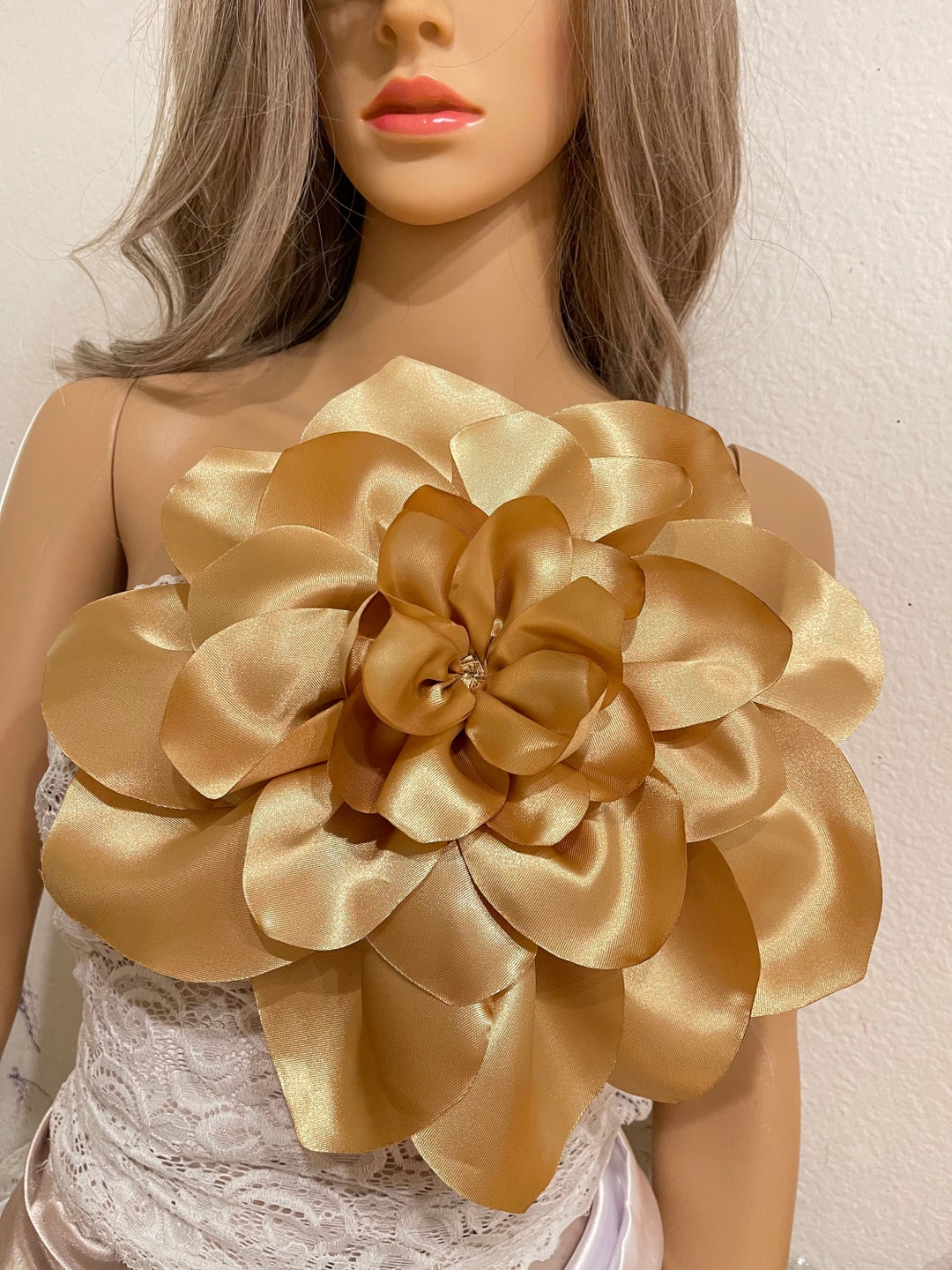 Large Gold Flower Brooch Pin Oversized Flower Brooches Pin Holiday ...
