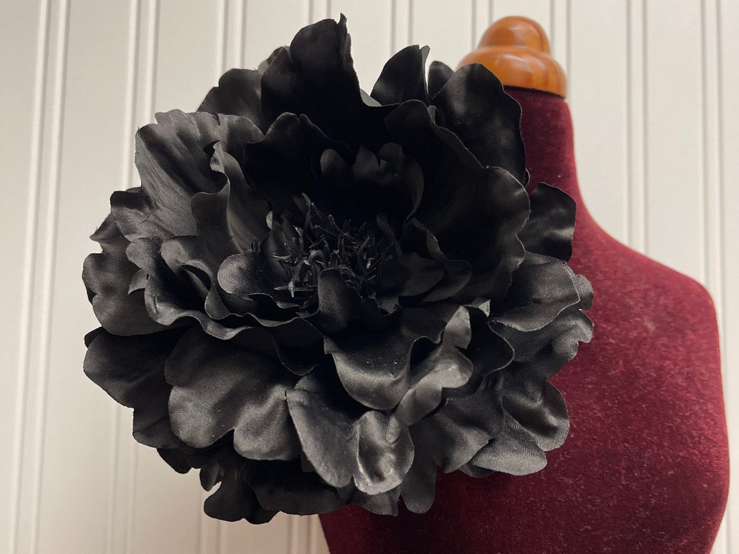 Large Black Flower Brooch Black Flower Hair Clip Flower Pin Brooch ...