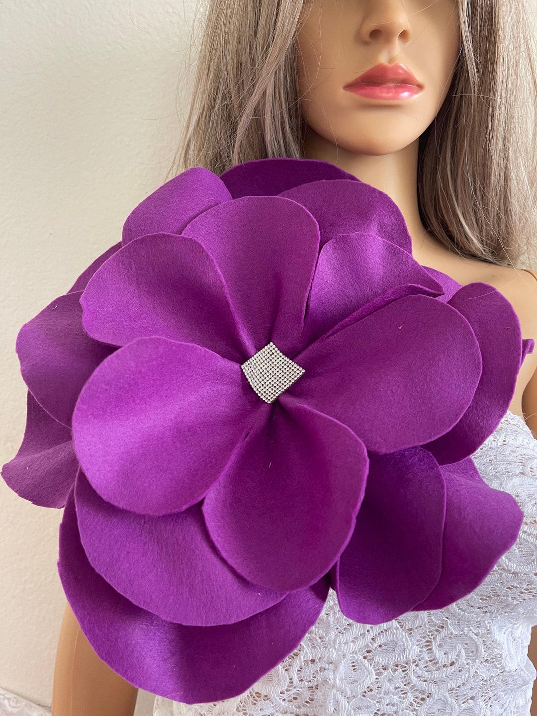 Big Large Purple Flower Brooch Pin Oversized Brooch Pin Purple Flower ...