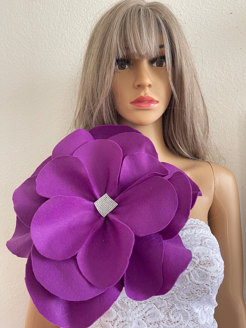Big Large Purple Flower Brooch Pin Oversized Brooch Pin Purple Flower ...