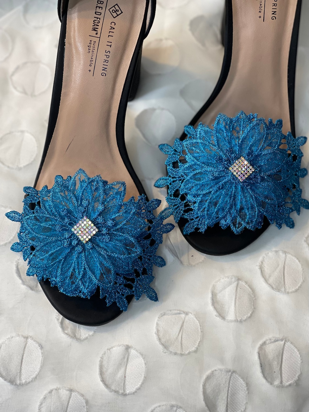 Blue Lace Flower Shoe Clips, Handmade Bridal Accessory - Etsy