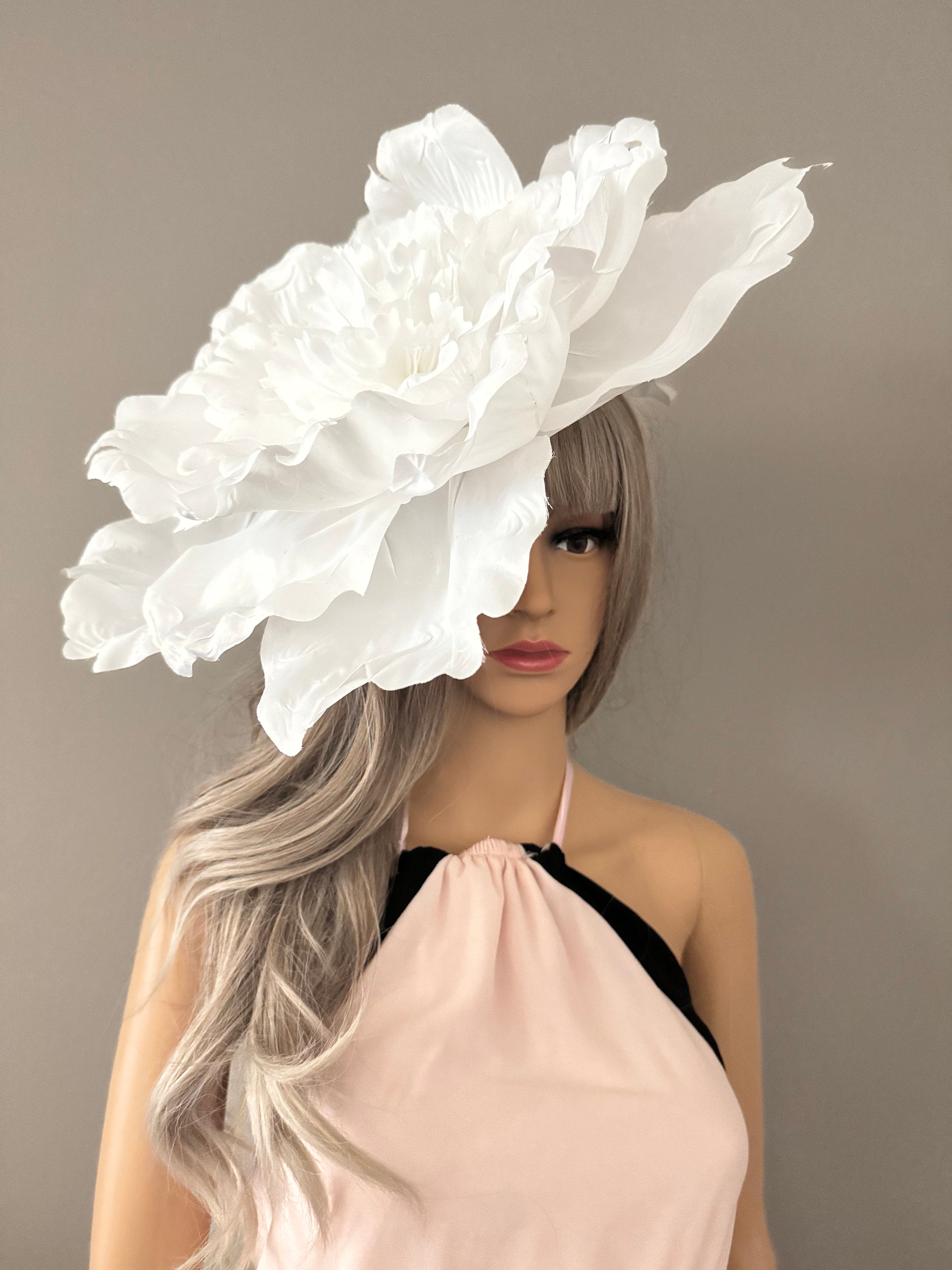 Giant White Flower Fascinator Headpiece Photoshoot Props Runway ...