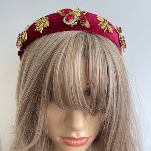 Queen Bee Embellished Headband Rhinestone Queen Bee Velvet Padded ...