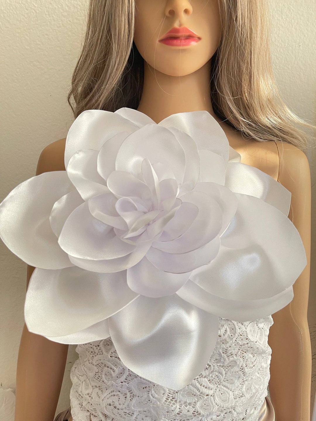 Extra Large White Flower Brooch Pin Bridal Flower Pin Accessories ...