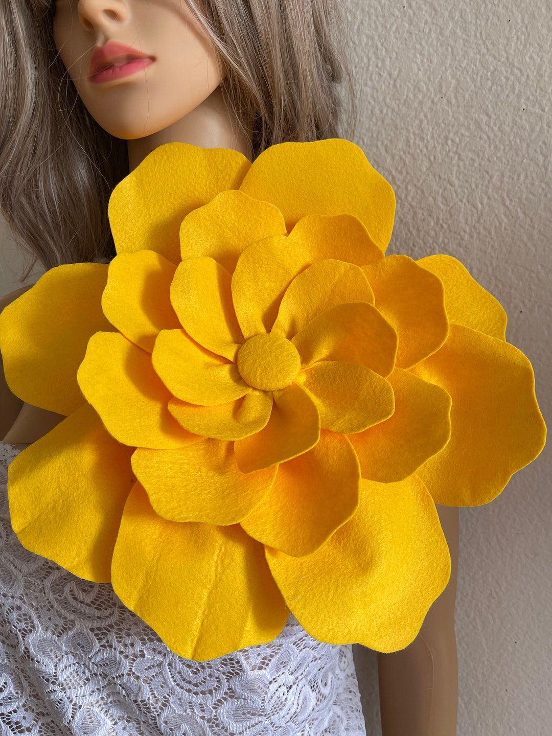 Yellow Large Flower Brooch Pin Shoulder Corsage Flower Brooch Pin ...