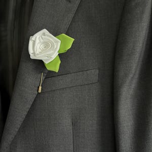 White Rose Lapel Flower Men Flower Lapel Boutonniere Floral Pin Best ...
