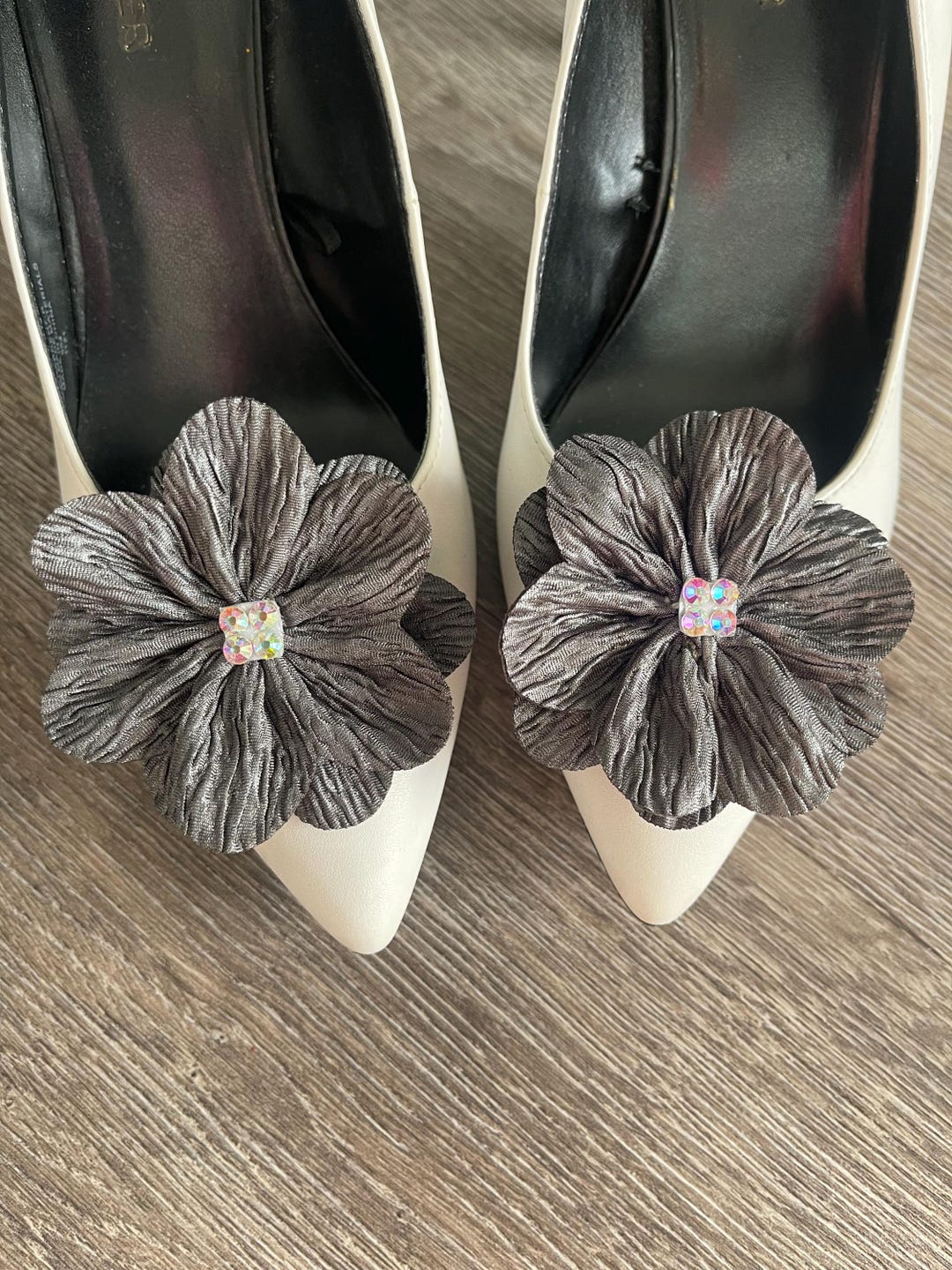 Gray Flower Shoes Clips Gray Floral Shoes Clips Accessories Shoe Clips ...