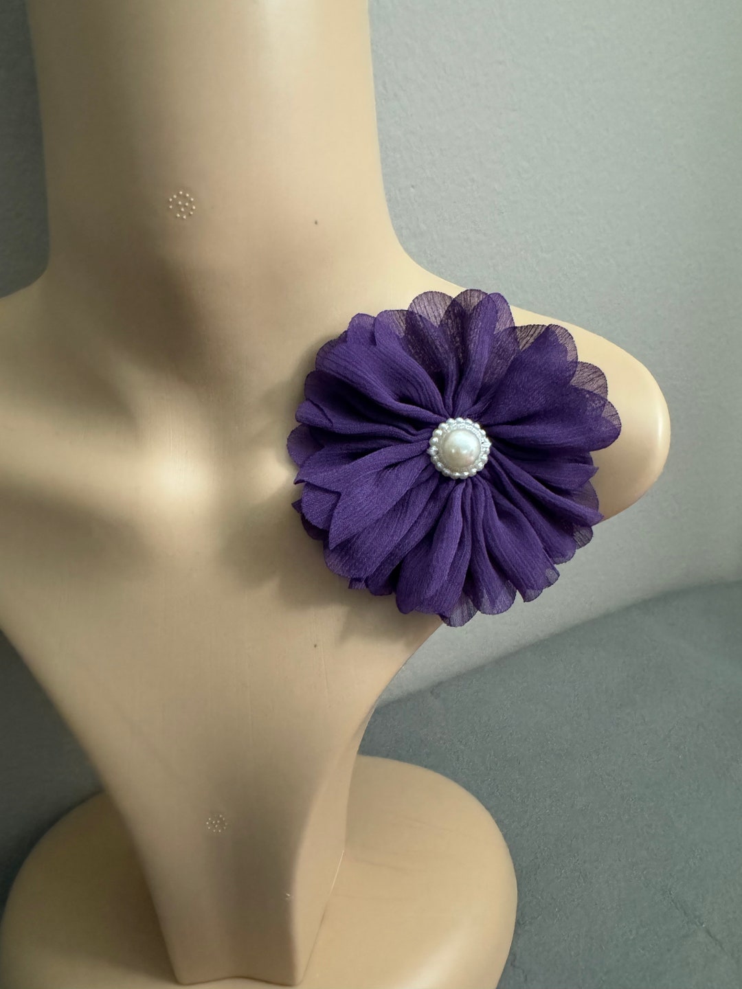 Elegant Purple Flower Brooch: Chiffon Corsage Pin, 3.5” - Etsy
