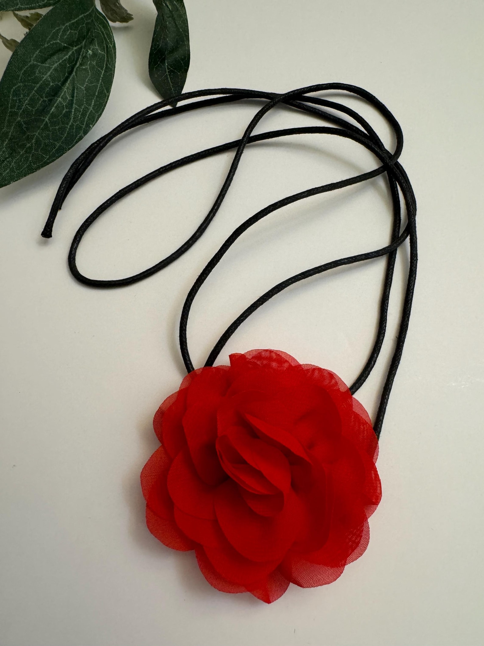 Red Rose Choker Necklace: Elegant Floral Necktie - Etsy