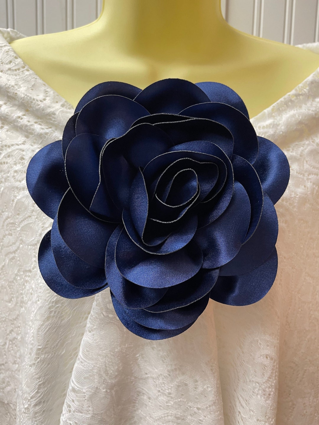 Large Blue Flower Pin Shoulder Corsage Pin Oversized Brooch Pins Large ...