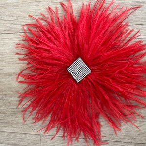 Large Red Feather Brooch Pin Shoulder Corsage Wedding Accessories Red ...