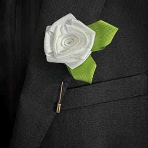 White Rose Lapel Flower Men Flower Lapel Boutonniere Floral Pin Best ...