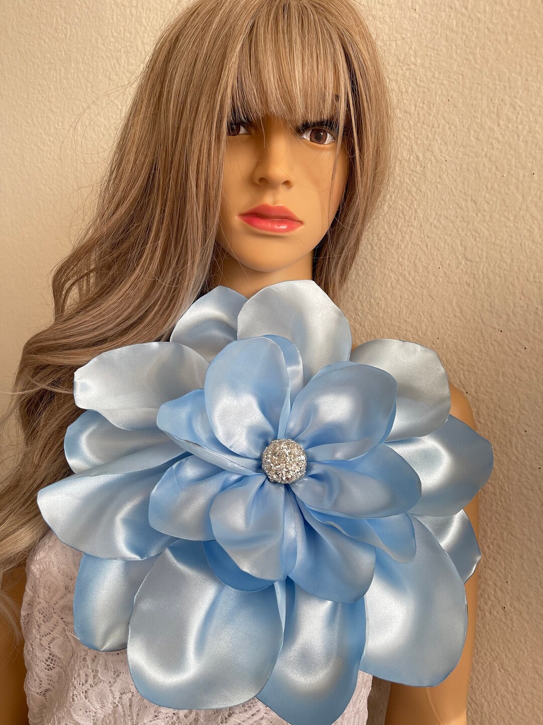 Light Blue Flower Brooch Pin Shoulder Corsage Light Blue Party Flower ...
